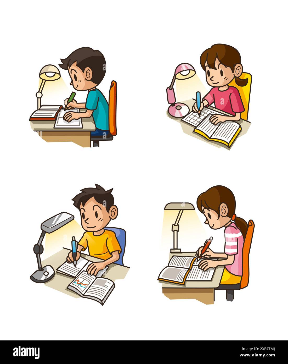 Children studying and doing homework Stock Photo - Alamy