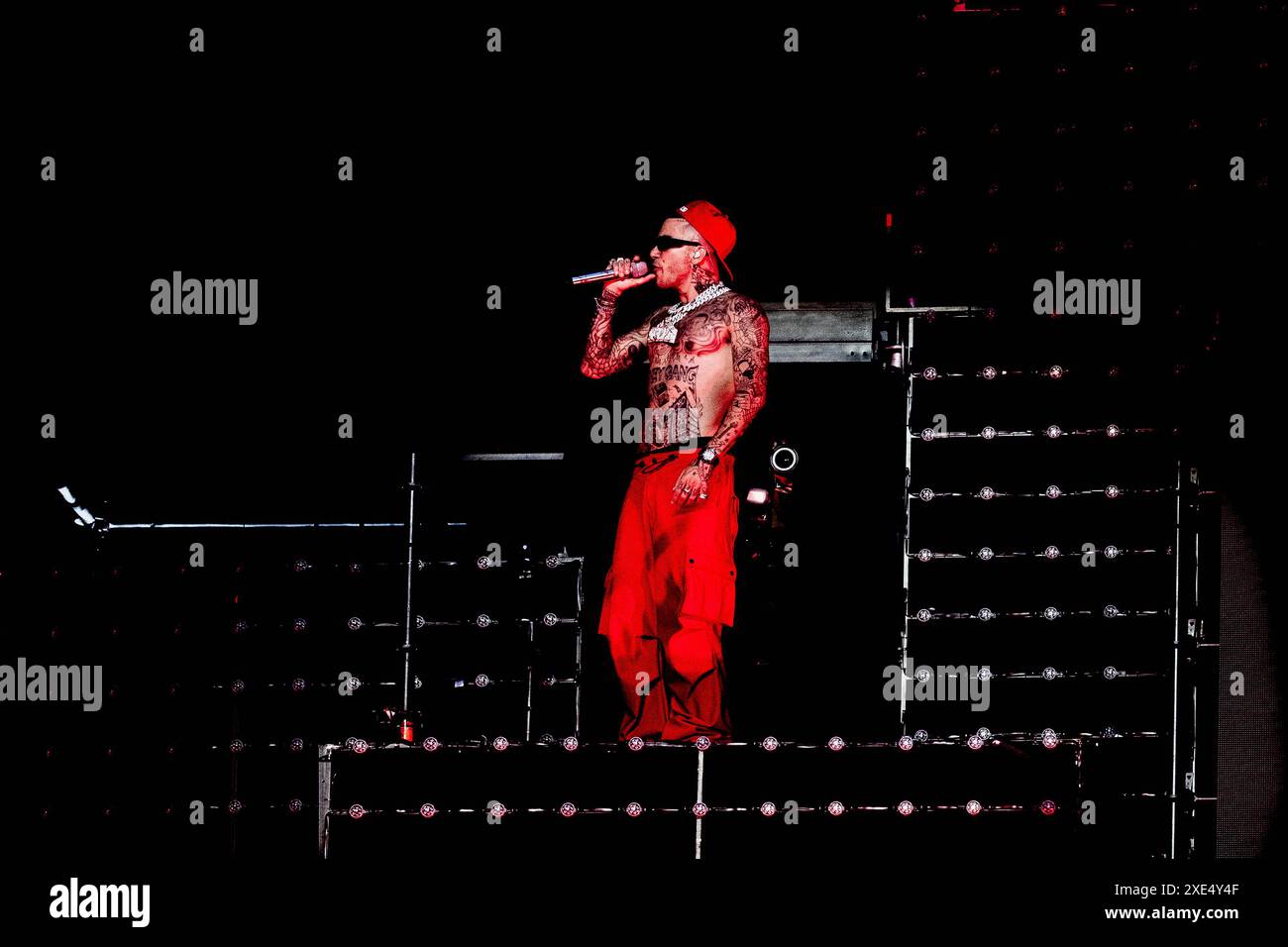 Sfera Ebbasta performs live in concert at San Siro stadium in Milano ...