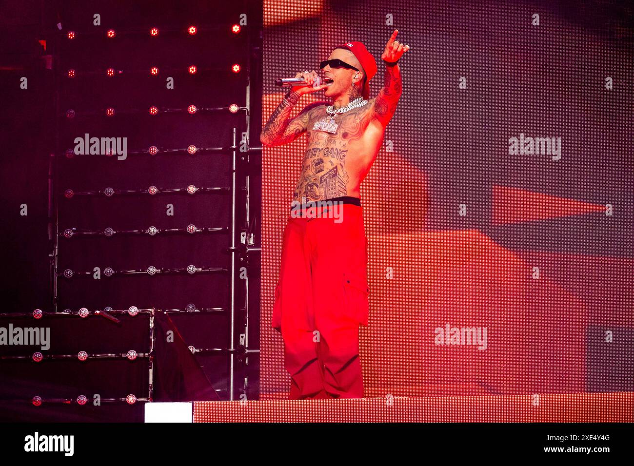 Sfera Ebbasta performs live in concert at San Siro stadium in Milano ...