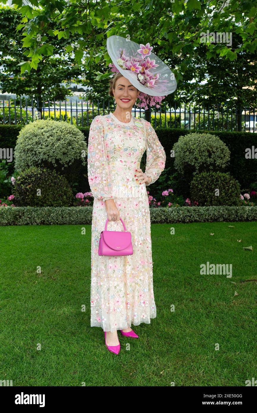 Ascot, UK. 22nd June, 2024. Tamara Holmgren wears a pretty hat with ...