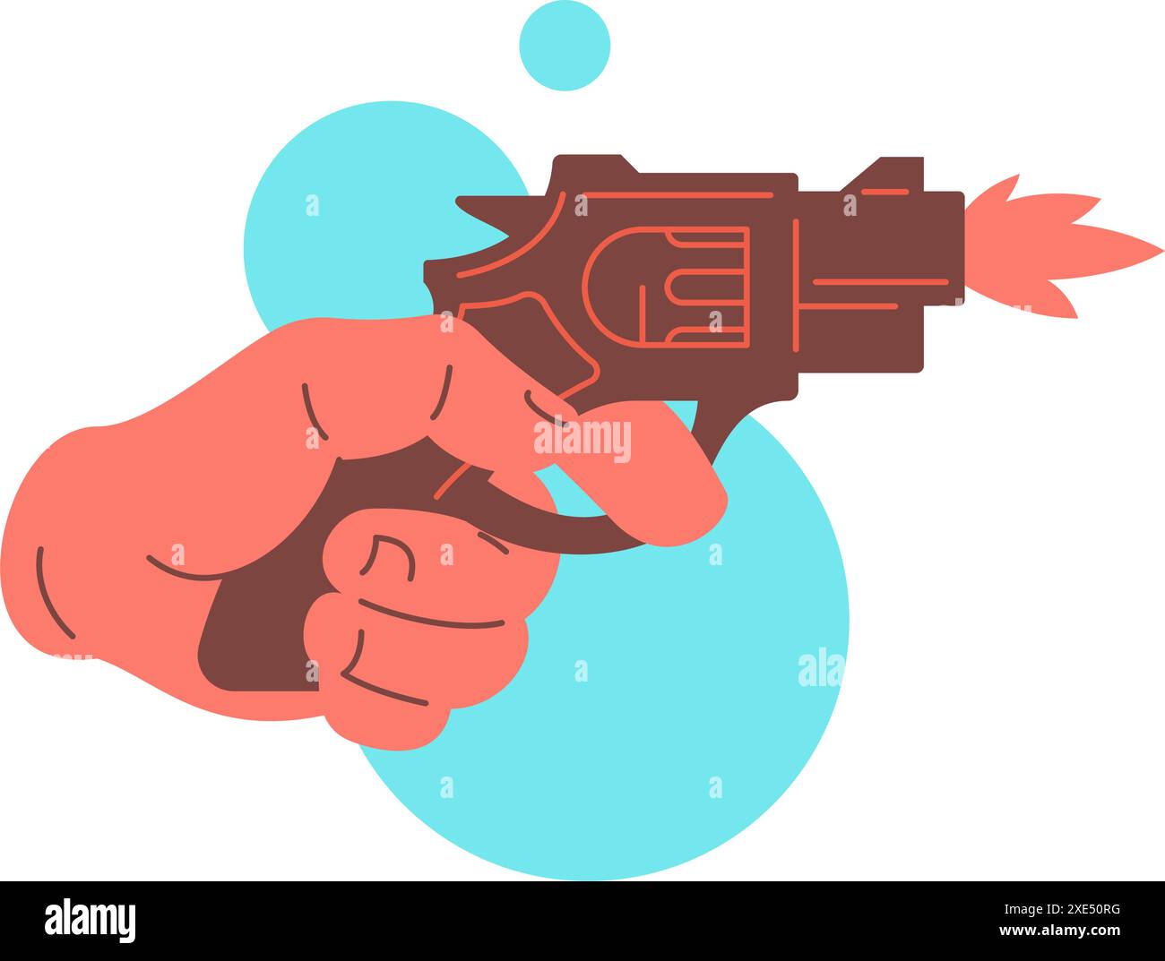 Human hand shooting revolver retro gun boom explosion icon vector flat ...