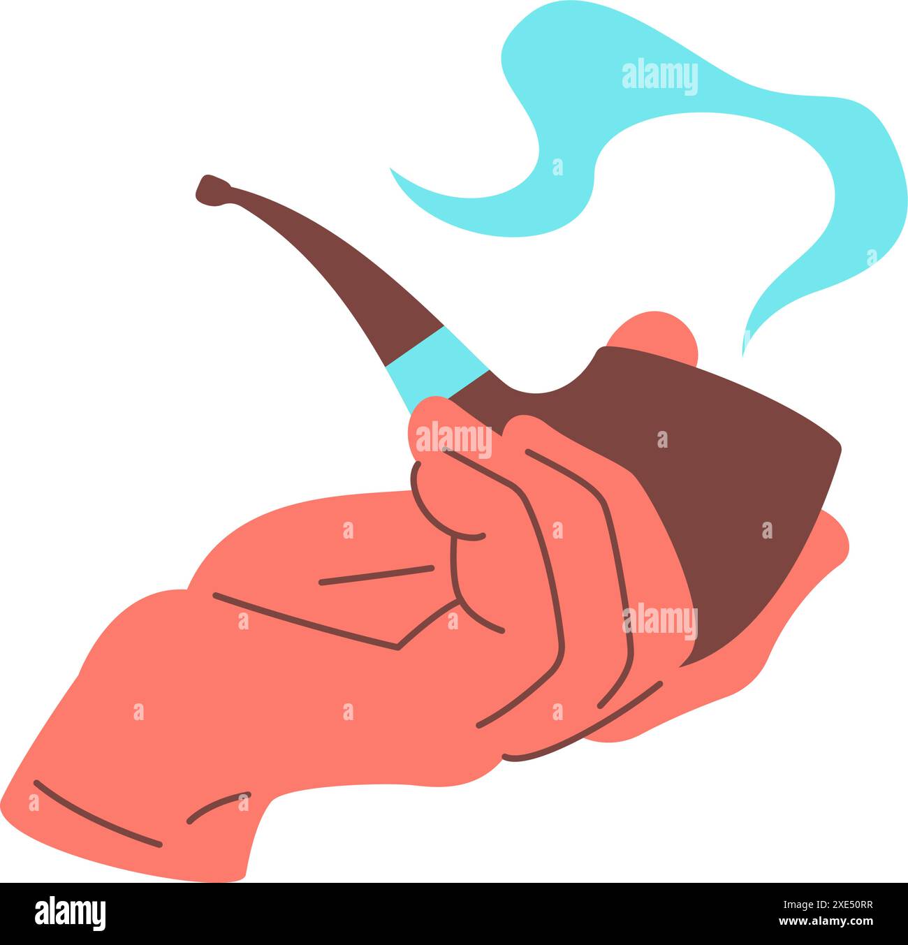 Male hand holding classic tobacco smoking pipe icon vector flat ...