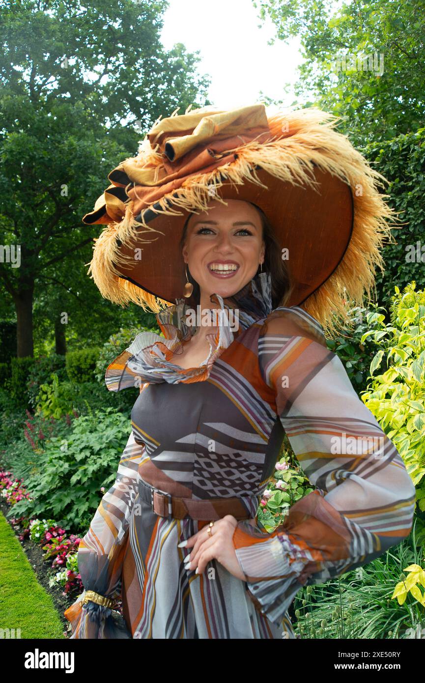 Ascot, UK. 22nd June, 2024. Allegra Seymour wears a vintage hat to ...