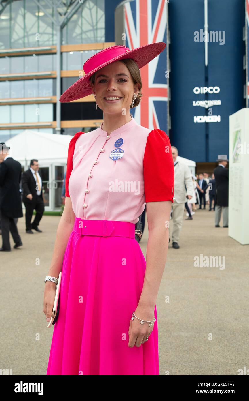 Ascot, UK. 22nd June, 2024. Ascot Racing Television Presenter, Rosie Tapner Fashion at Day Five ...