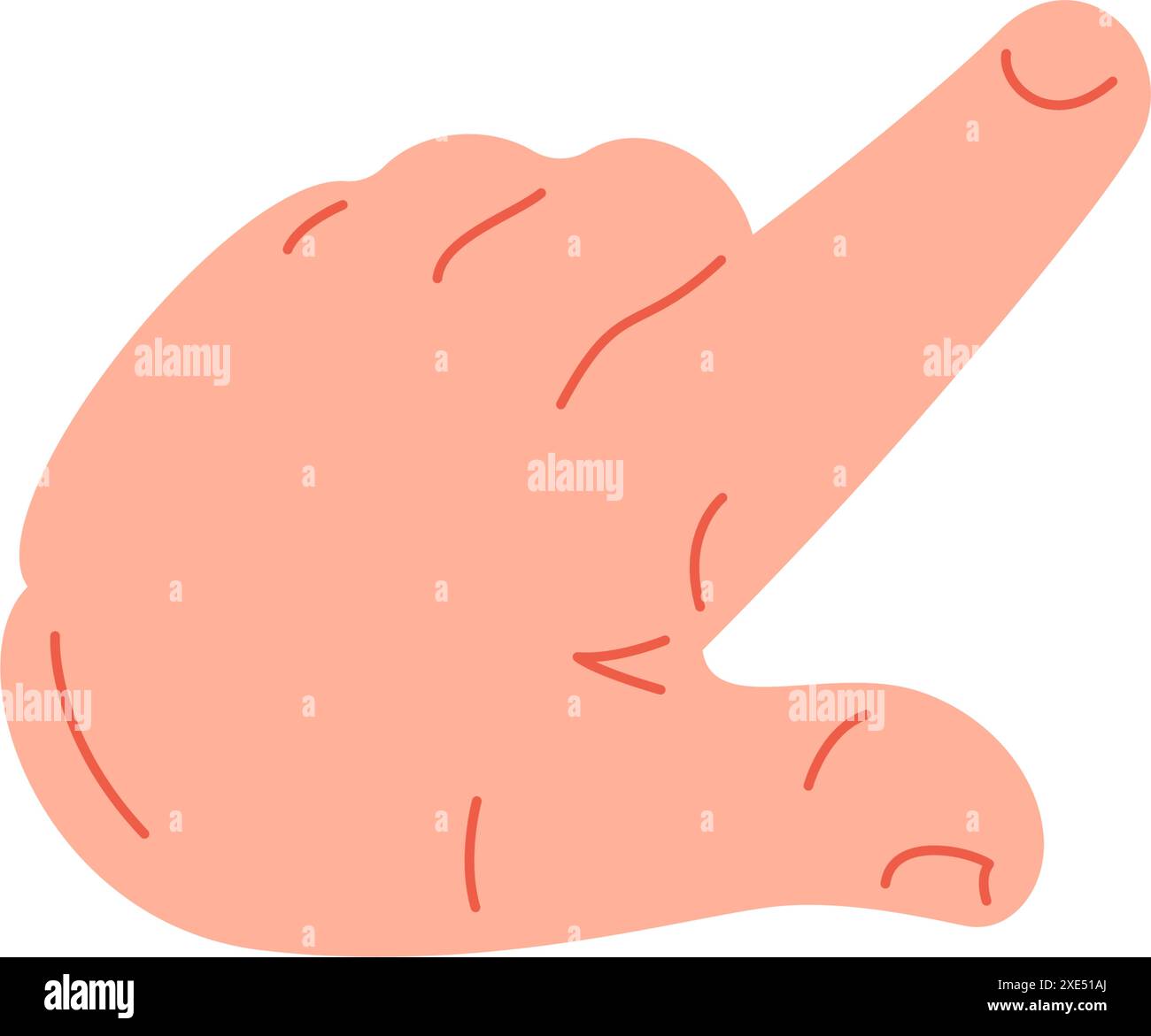 Human hand index finger pointing gesture icon vector flat illustration. Male cartoon arm ...