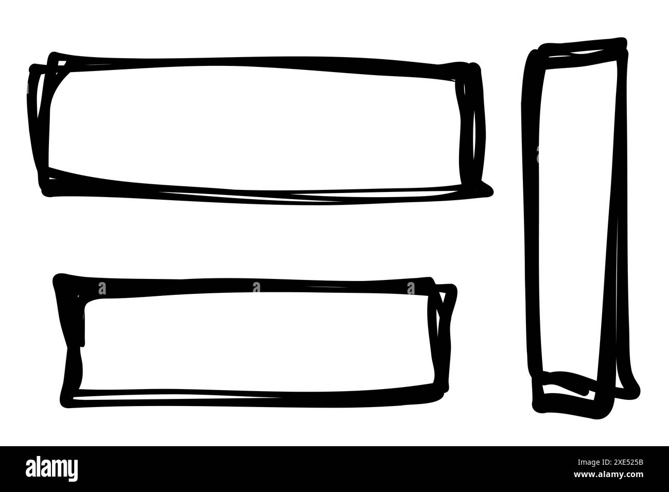 Marker frames and text boxes, grunge textured doodle drawn elements set ...