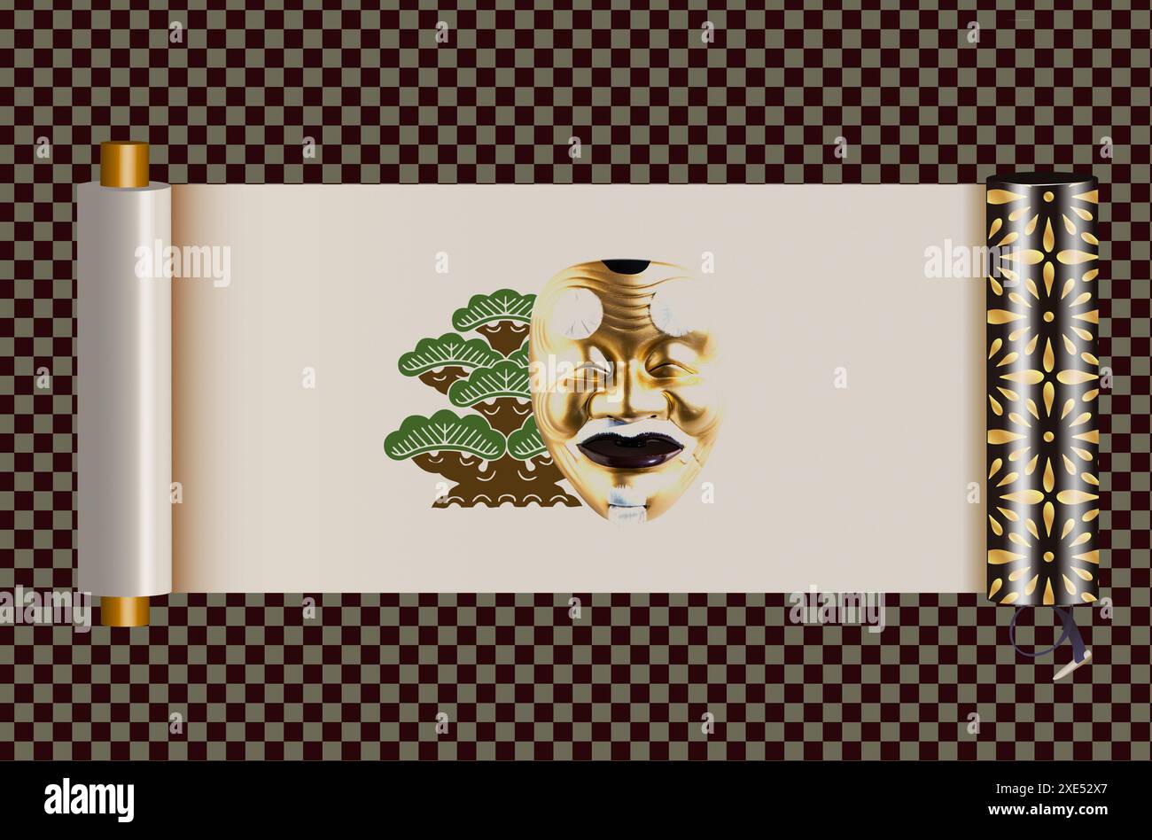 Old man and picture scroll Stock Photo - Alamy