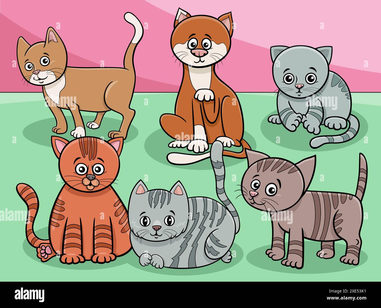 Cartoon cats and kittens animal characters group Stock Photo - Alamy