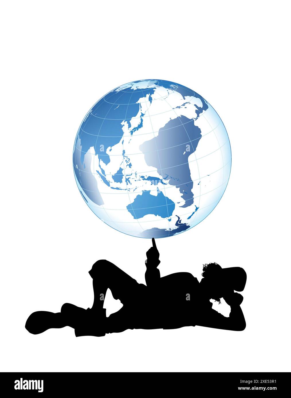 Silhouette of a clown holding the Earth Stock Photo - Alamy