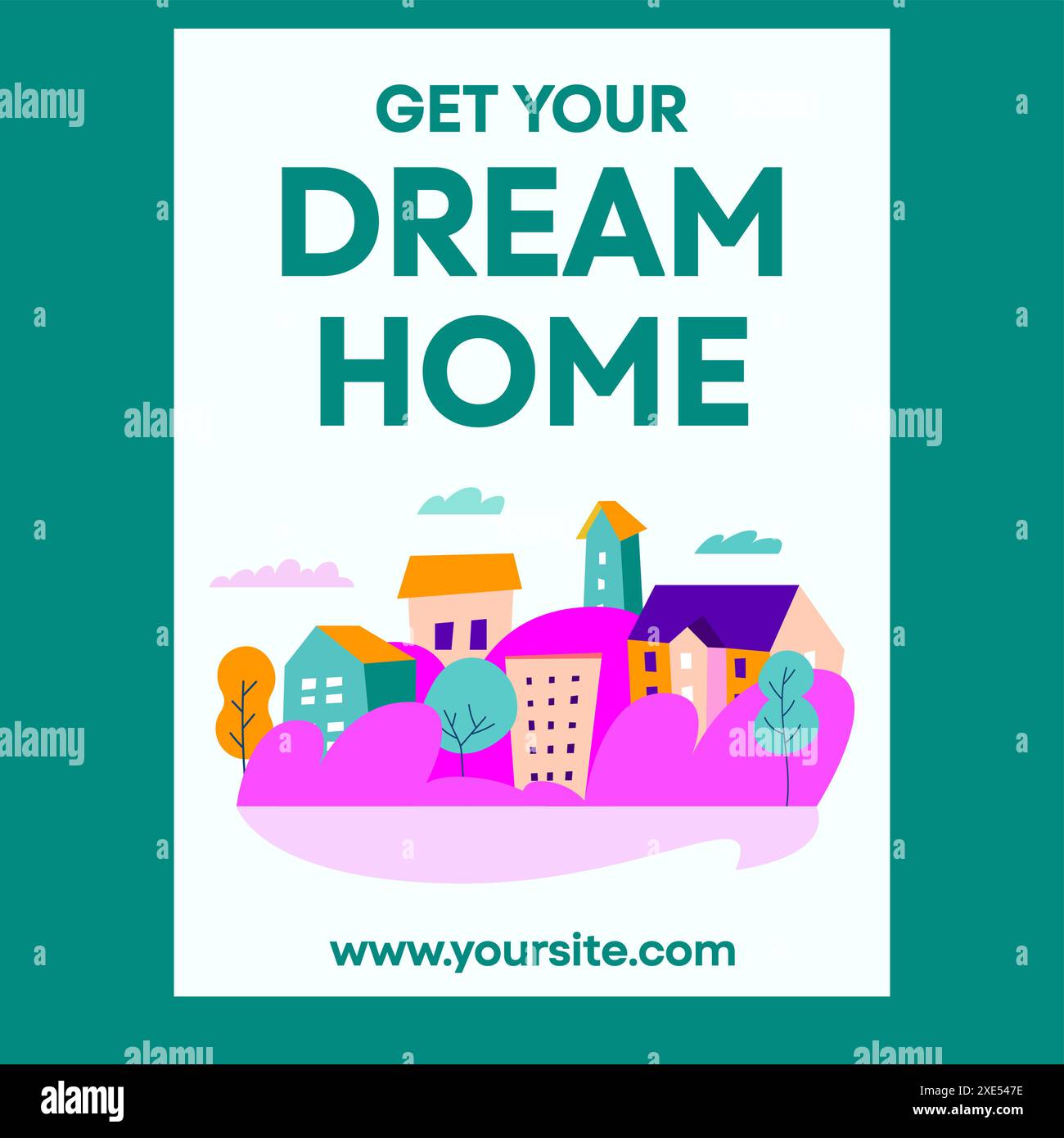 Colorful little cute buildings illustration Stock Vector Image & Art ...