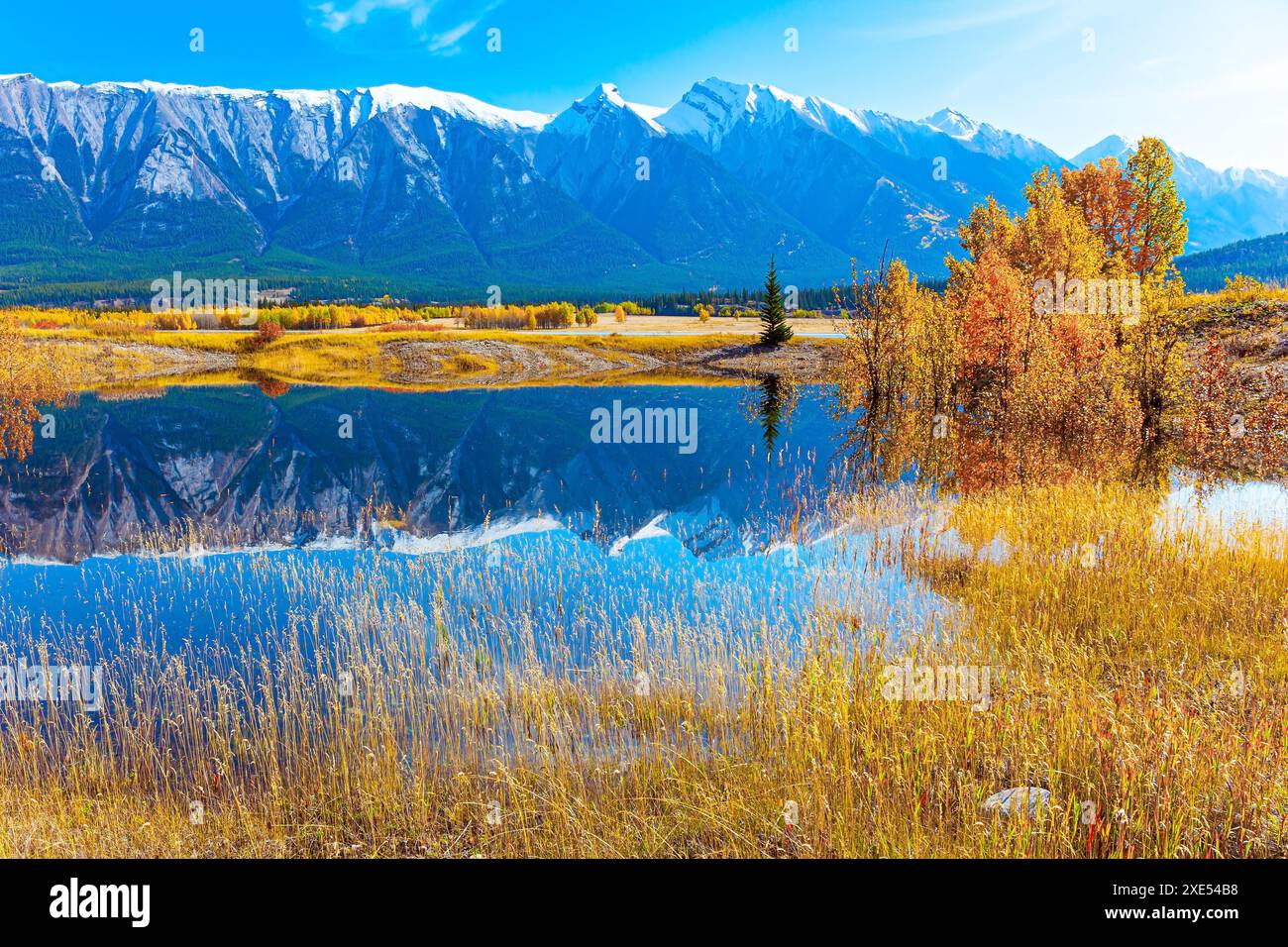 The artificial lake Abraham Stock Photo - Alamy