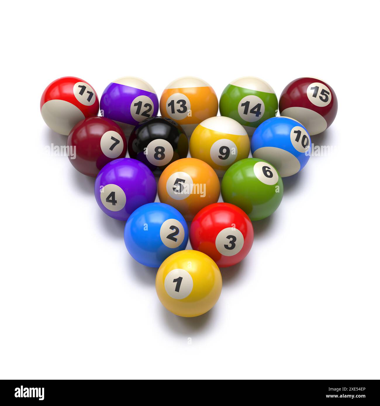 Pool balls starting position 3D Stock Photo - Alamy