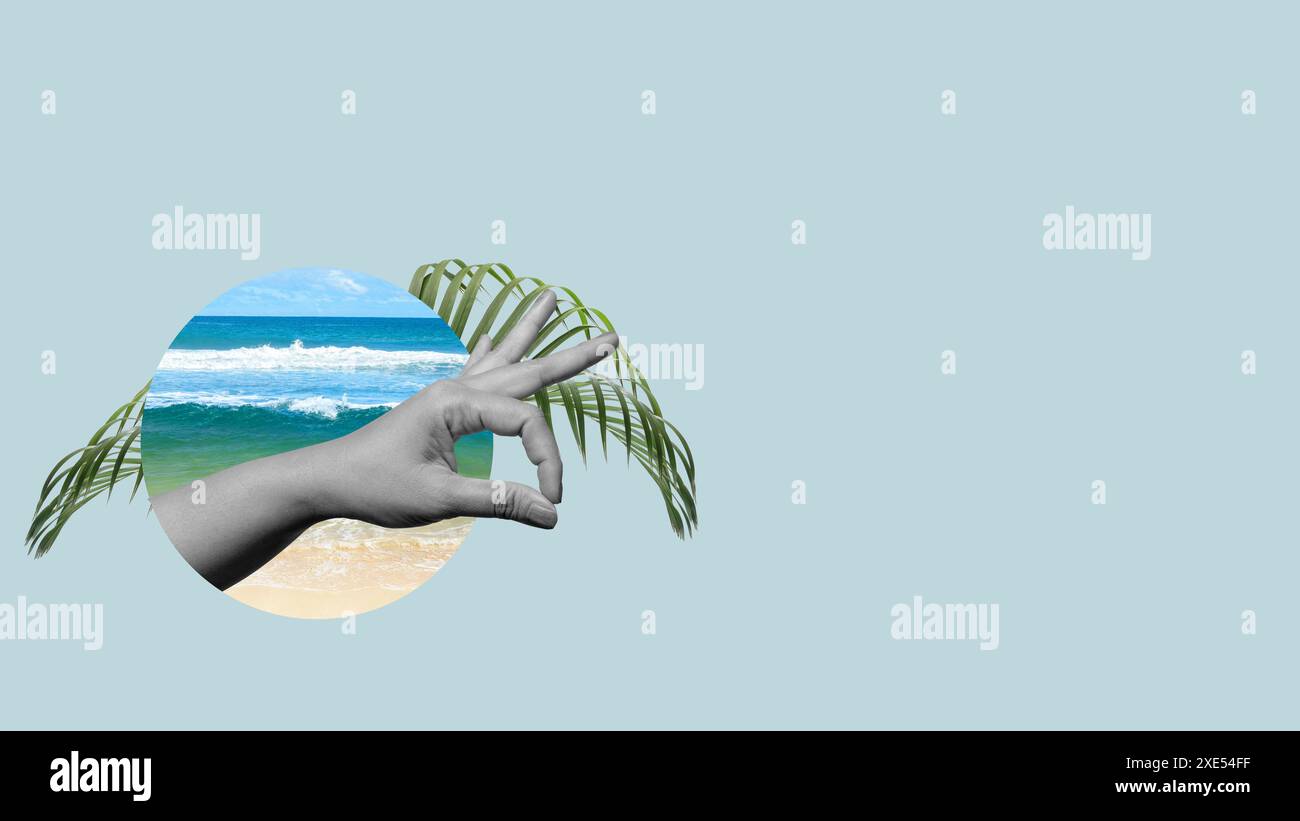 Human hand gestures are like holding something on a colored background ...
