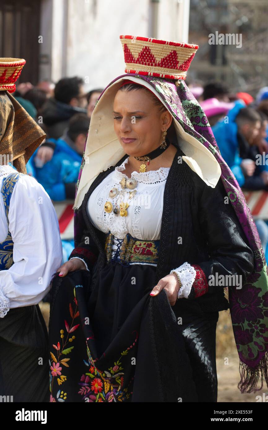11 February 2024 – Italy, Sardinia, Oristano, During the costume ...