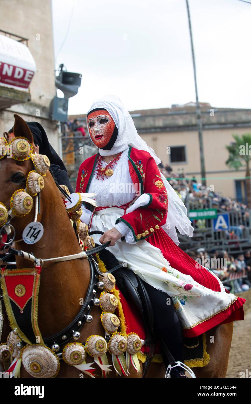 11 February 2024 – Italy, Sardinia, Oristano, During the costume ...
