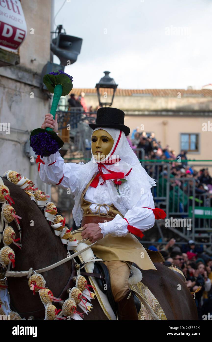 11 February 2024 – Italy, Sardinia, Oristano, During the costume ...