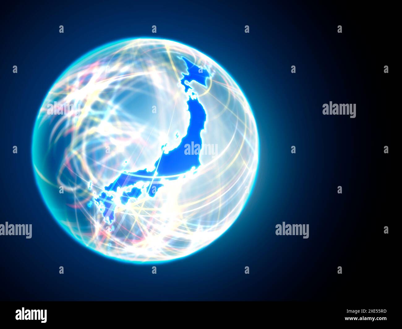 Intersecting rays and map of Japan Stock Photo - Alamy