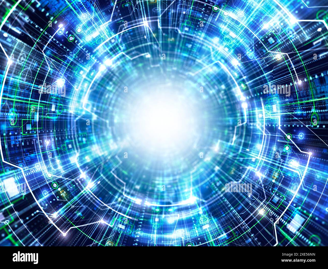 Radiating circular schematics and glow Stock Photo - Alamy