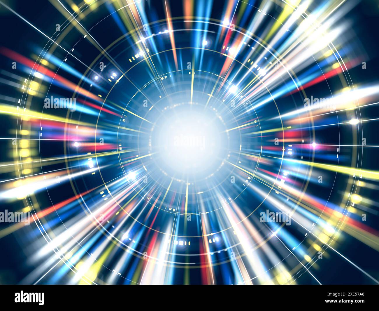 Radiating circular schematics and glow Stock Photo - Alamy