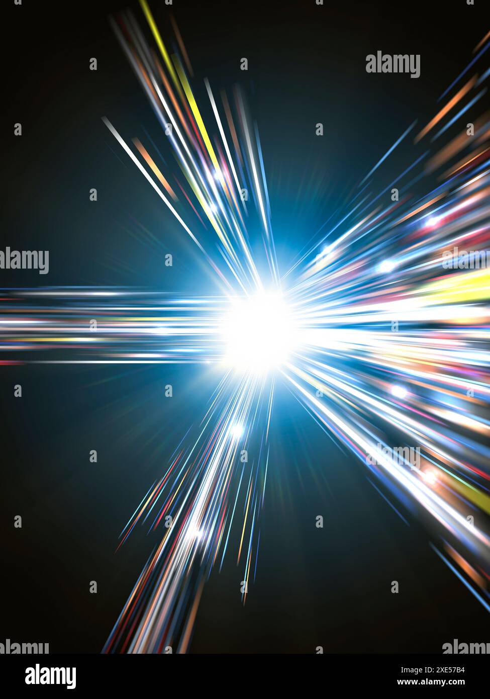 Group of bright rays of light bouncing in three directions Stock Photo ...