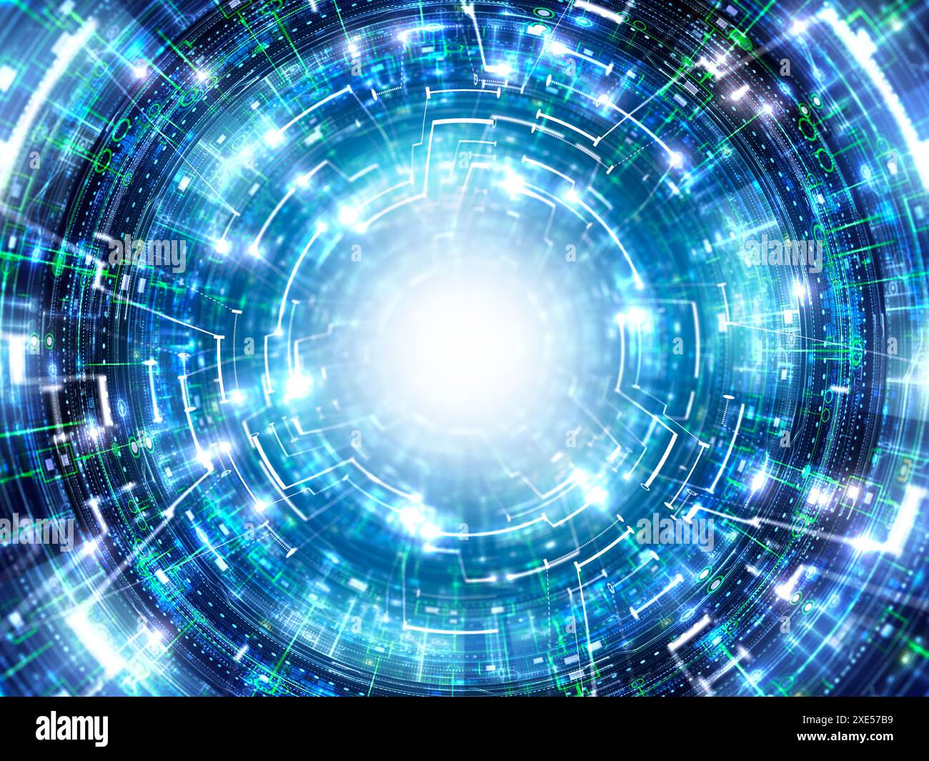 Radiating circular schematics and glow Stock Photo - Alamy