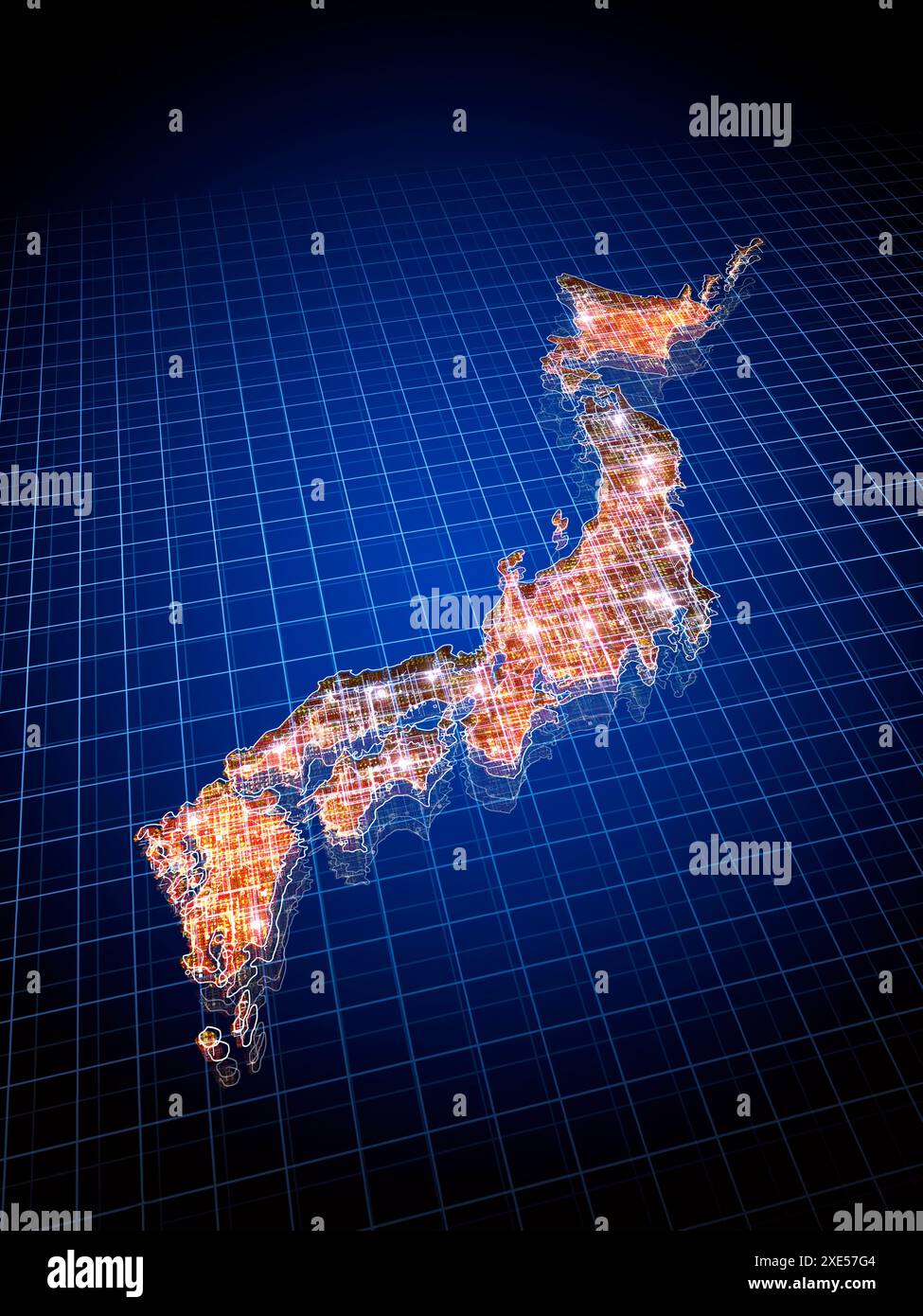 Map of Japan shaped by circuits Stock Photo - Alamy