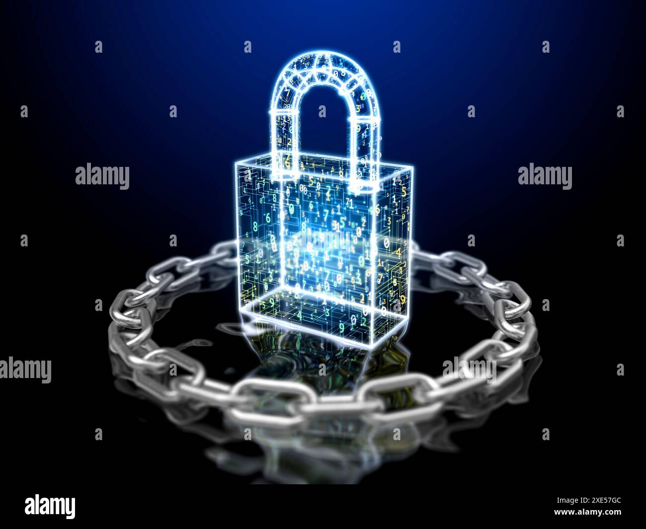 Lock filled with numbers and surrounding chains Stock Photo - Alamy