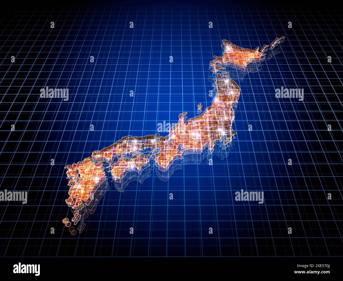 Map of Japan shaped by circuits Stock Photo - Alamy