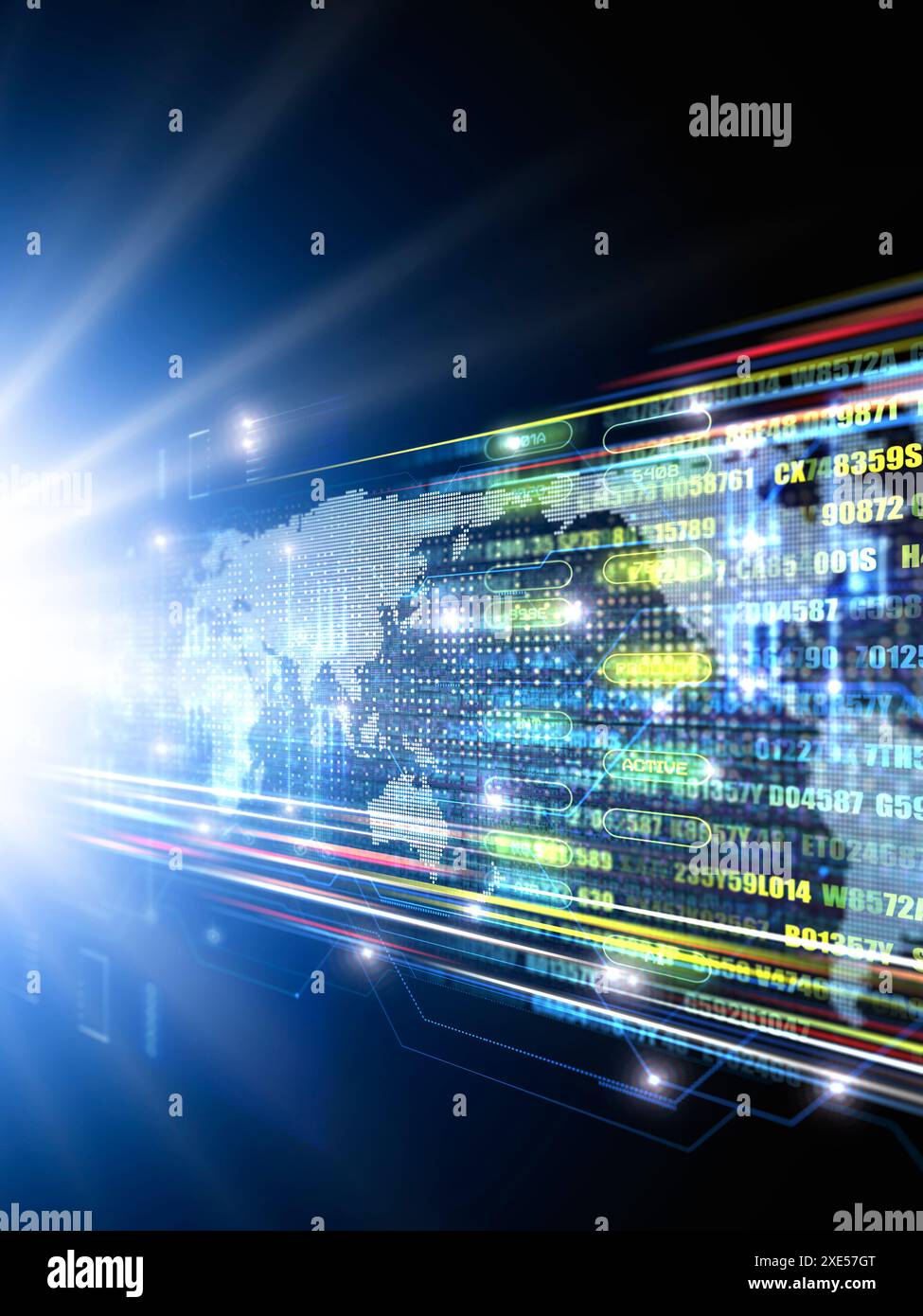 Digital circuit image and world map Stock Photo - Alamy