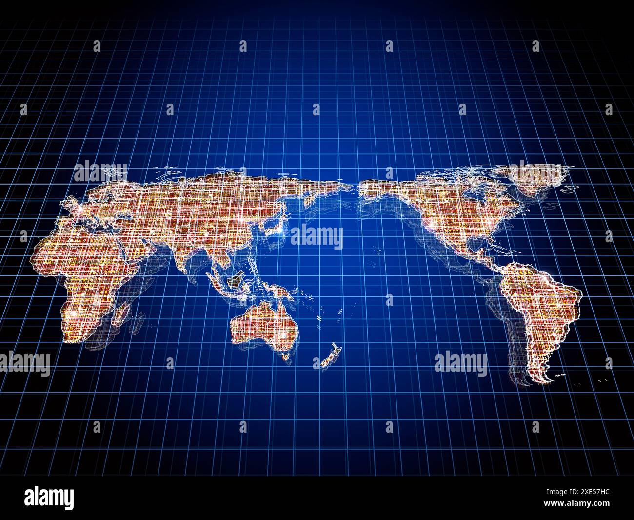 World map shaped by circuits Stock Photo - Alamy