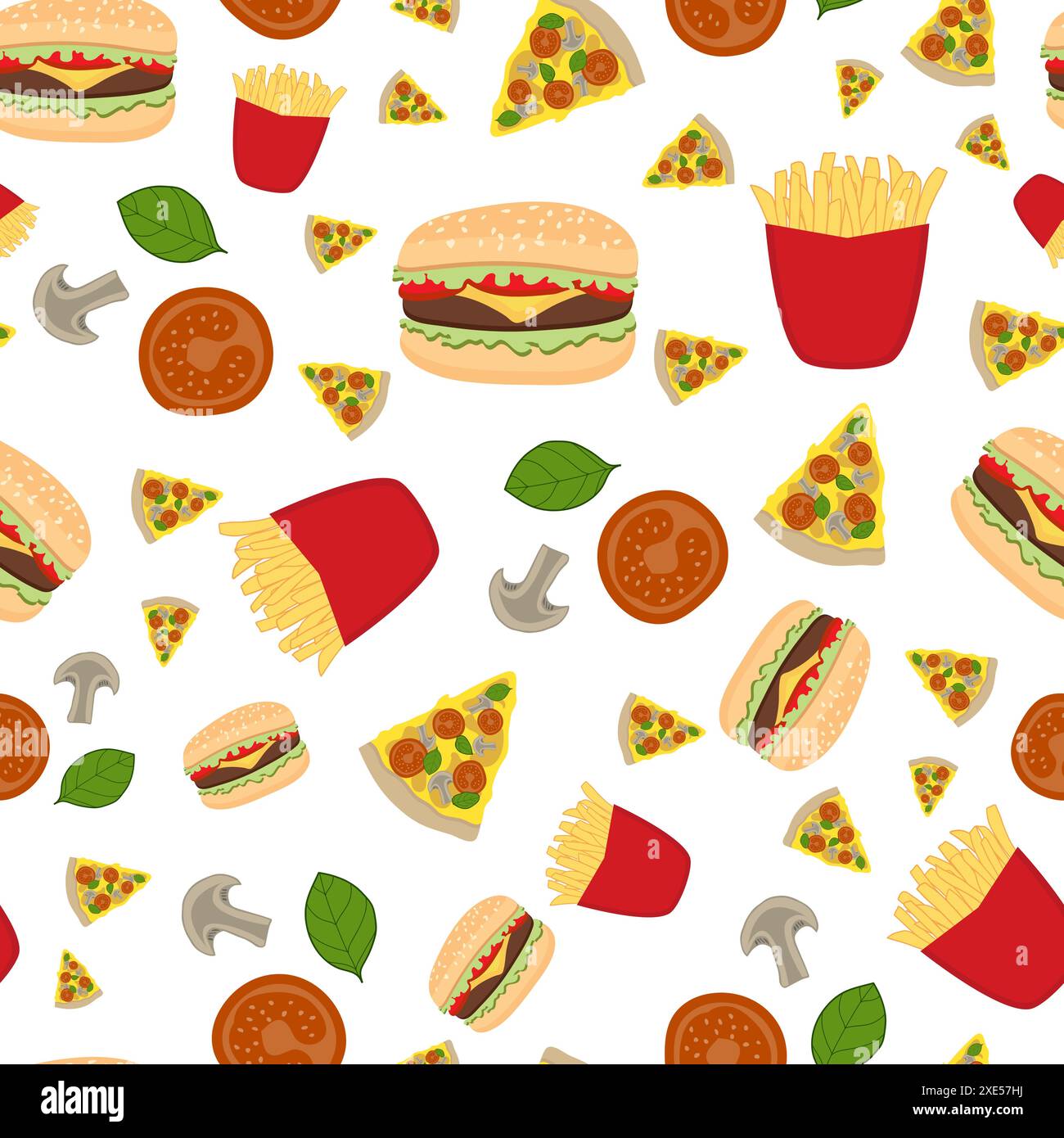 Fast food vector repeat pattern on white background Stock Vector Image ...