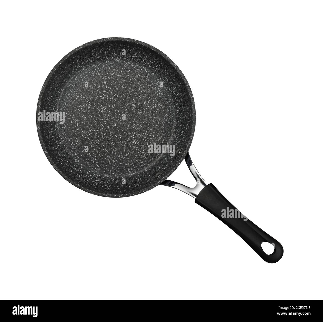 Close up one modern empty frying pan with nonstick surface coating and ...