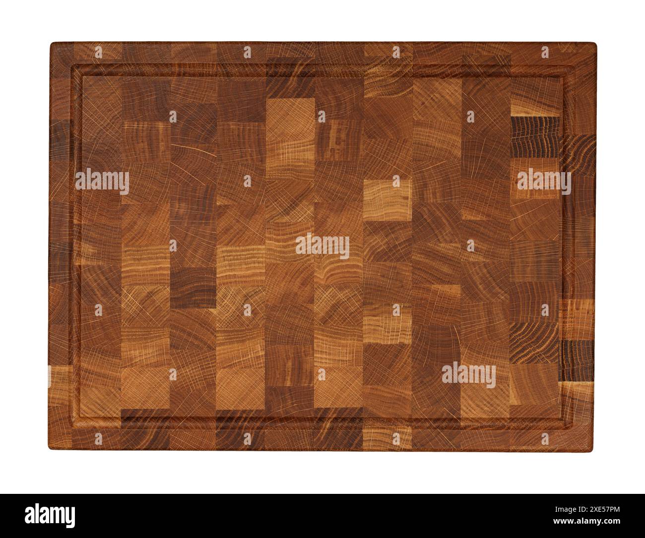 Wooded butcher end grain chopping block isolated Stock Photo - Alamy