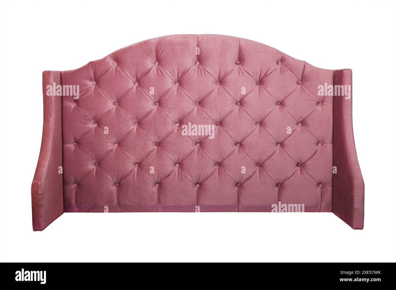 Pink velvet bed headboard isolated on white Stock Photo - Alamy
