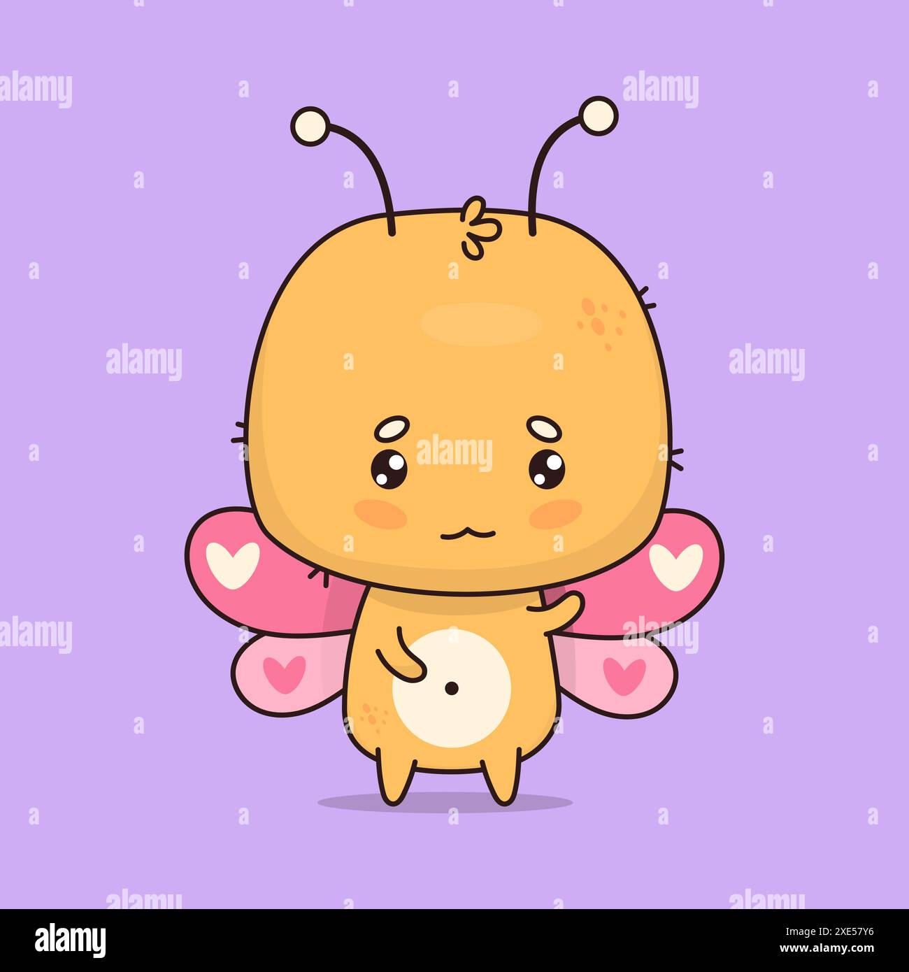 Cute butterfly. Funny cartoon insect kawaii character. Vector ...