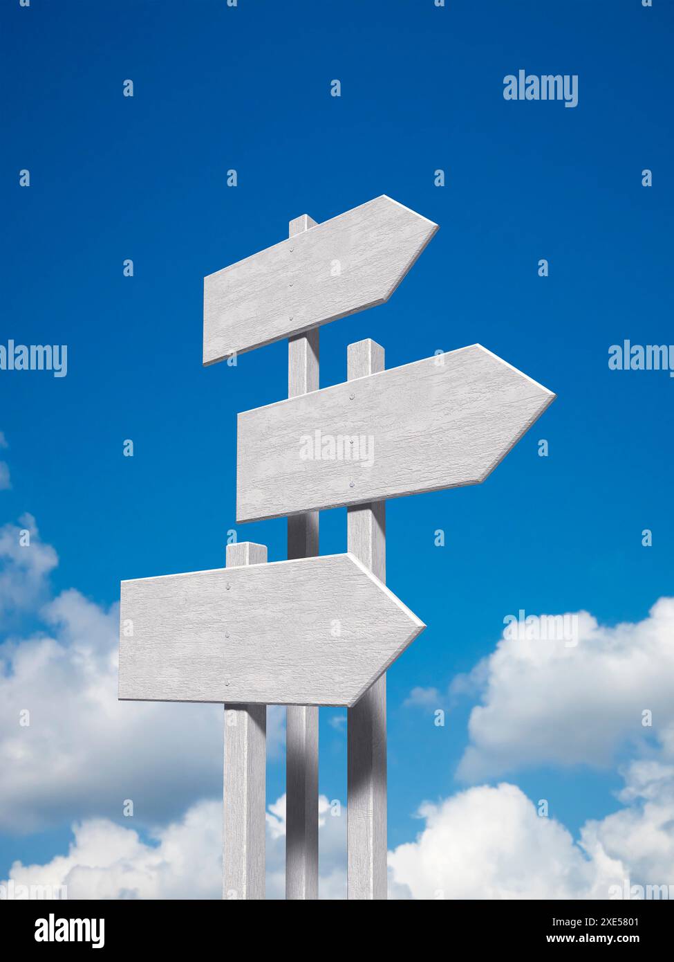 Blue sky and three signposts Stock Photo - Alamy