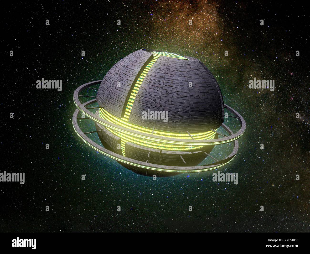 Artificial planet emitting light Stock Photo - Alamy