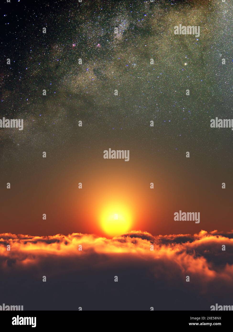 Starry sky and fixed stars shining above the clouds Stock Photo - Alamy