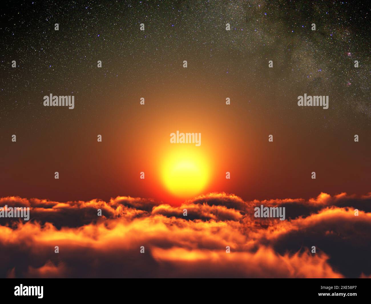 Starry sky and fixed stars shining above the clouds Stock Photo - Alamy