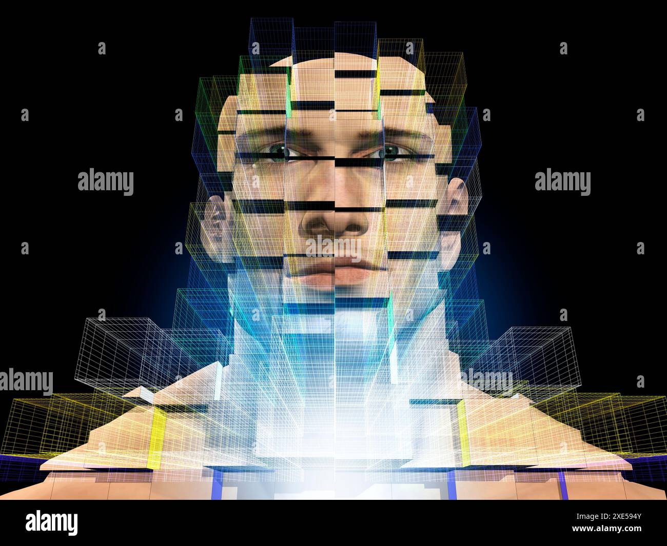Frontal face of a blocked person Stock Photo - Alamy
