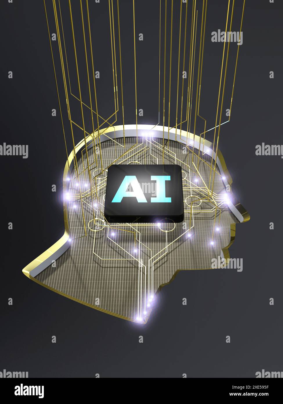 Face-shaped grooves and AI transmission circuits Stock Photo - Alamy