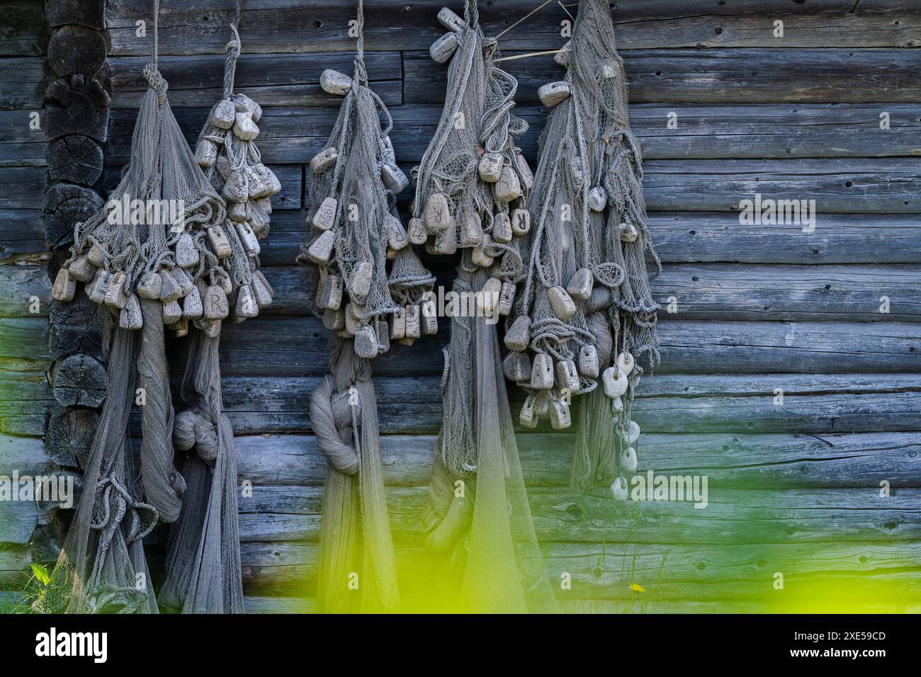 Old vintage fishing nets background. Authentic used fishing nets ...