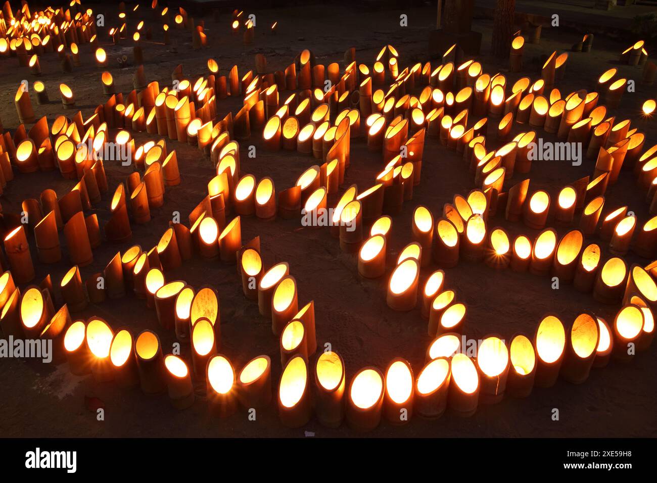 Lanterns in bamboo tubes Stock Photo - Alamy