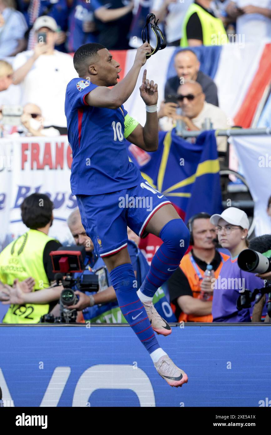Kylian Mbappe of France celebrates his goal on a penalty kick during ...
