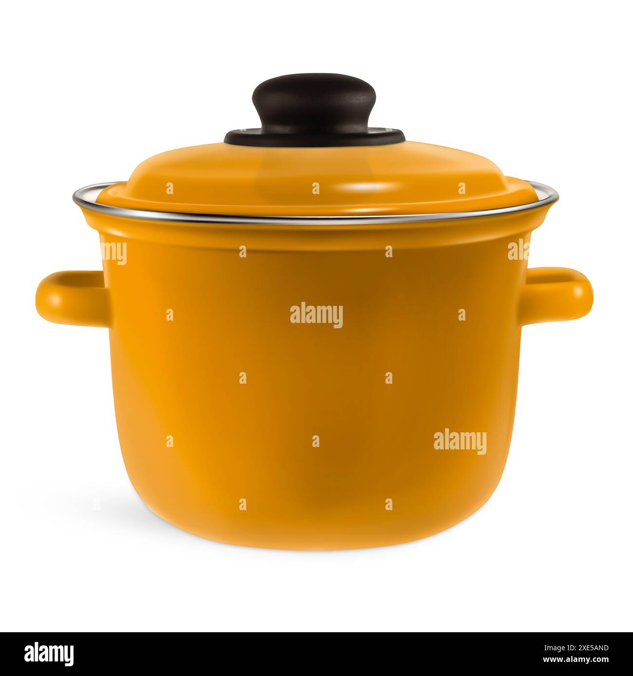 Yellow enamel pan isolated on a white background Stock Photo - Alamy