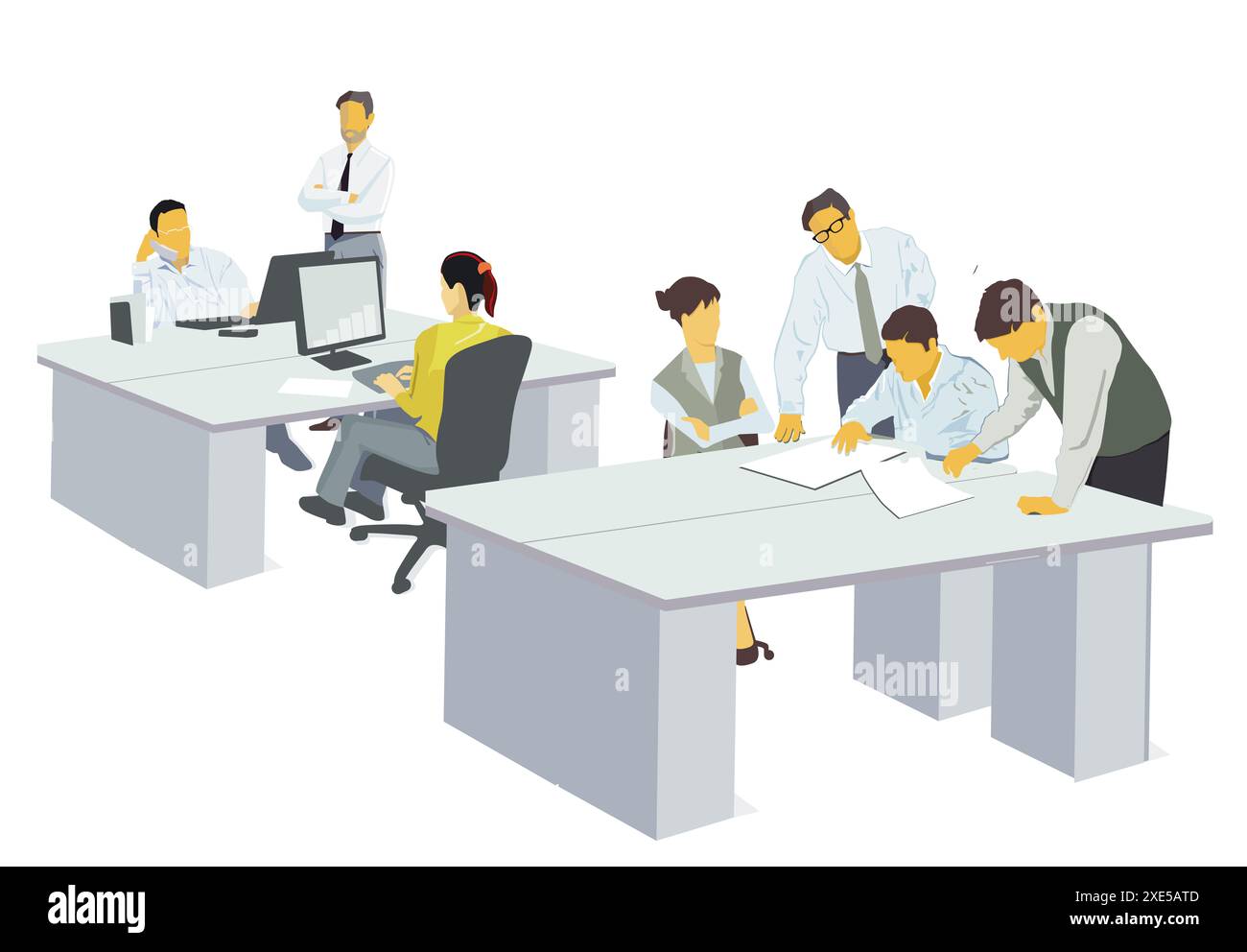Business meeting, office collaboration illustration Stock Photo - Alamy
