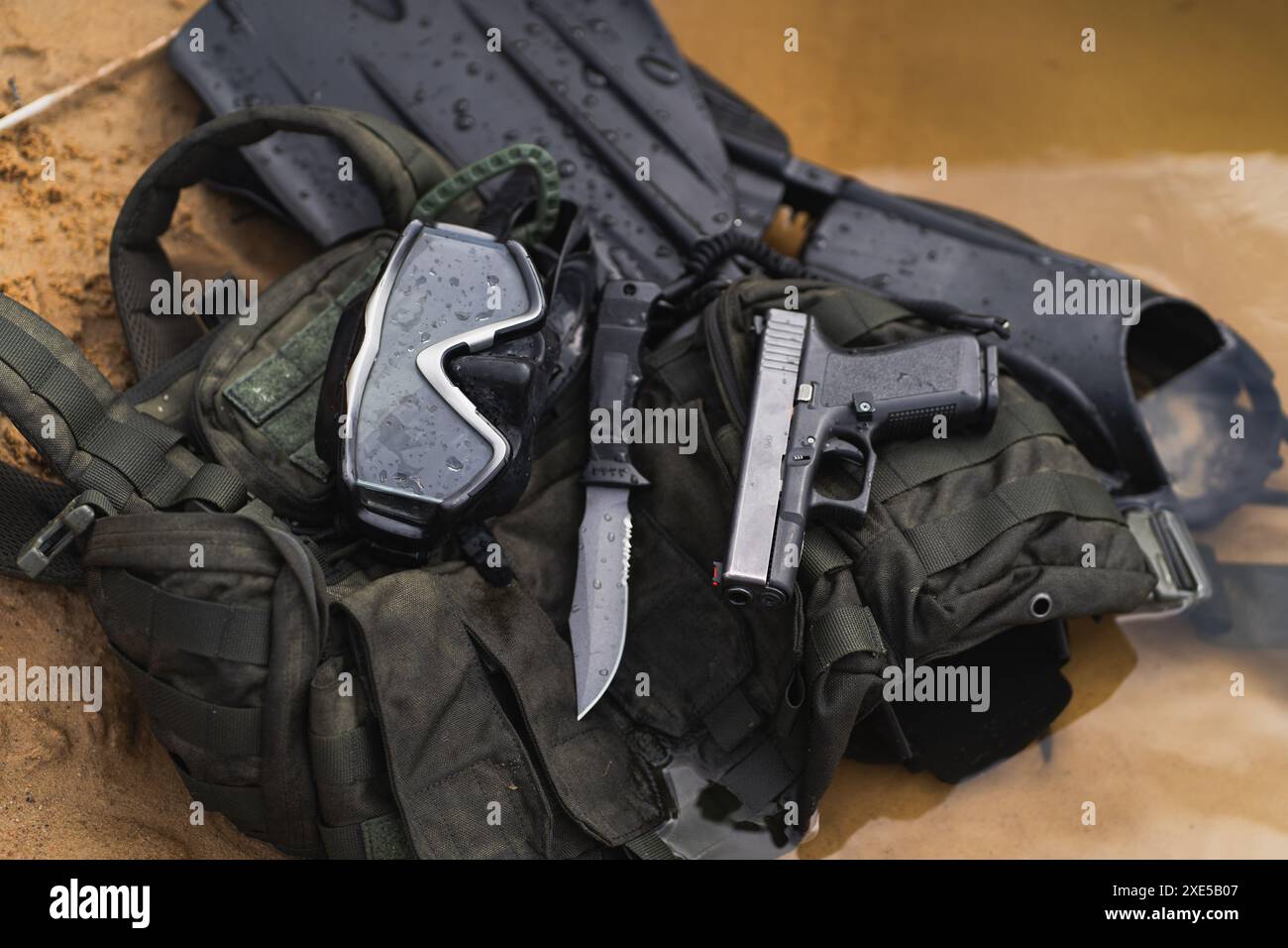 Tactical equipment of a reconnaissance combat swimmer, tactical vest ...