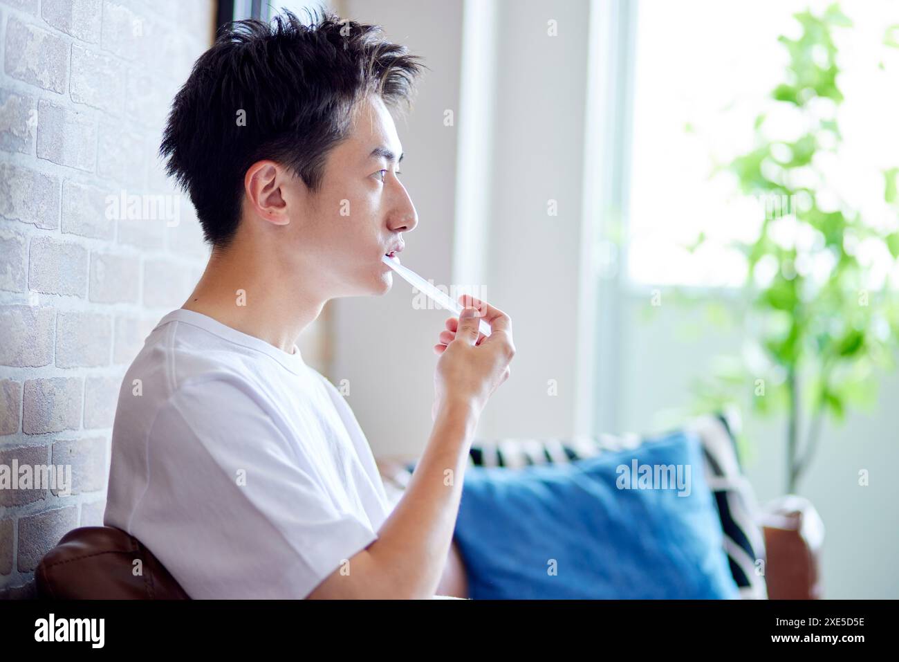 Young Japanese man brushing his teeth Stock Photo - Alamy