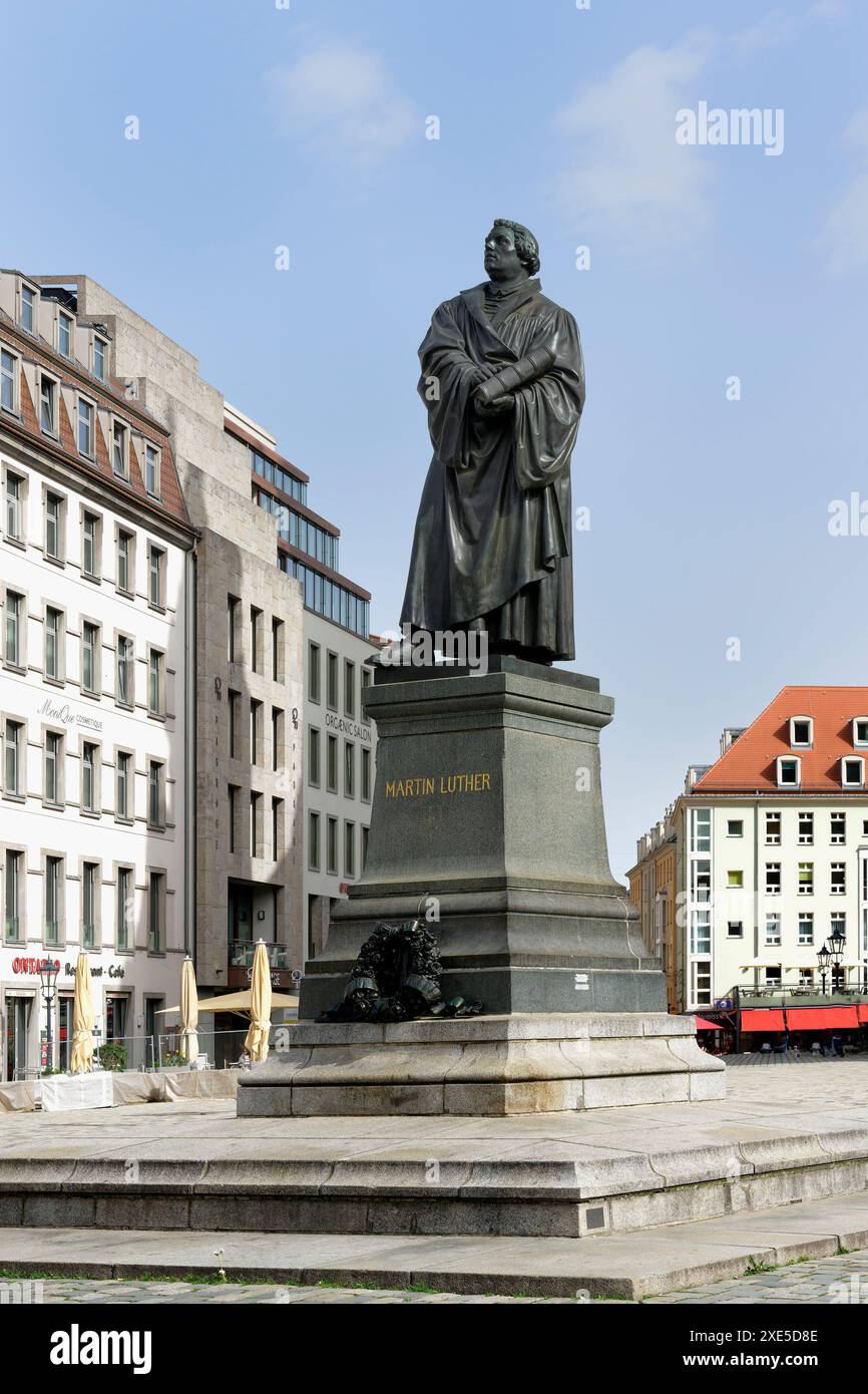 Martin Luther statue, Neumarkt square, Dresden, Saxony, Germany Stock ...