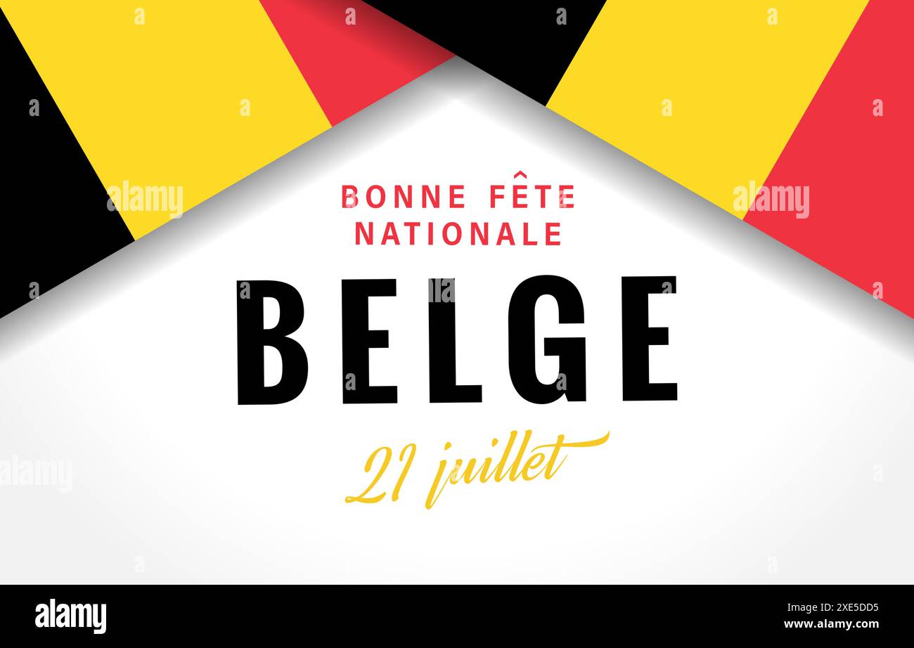Happy National Day Belgium July 21 poscard template in French. Belgian ...